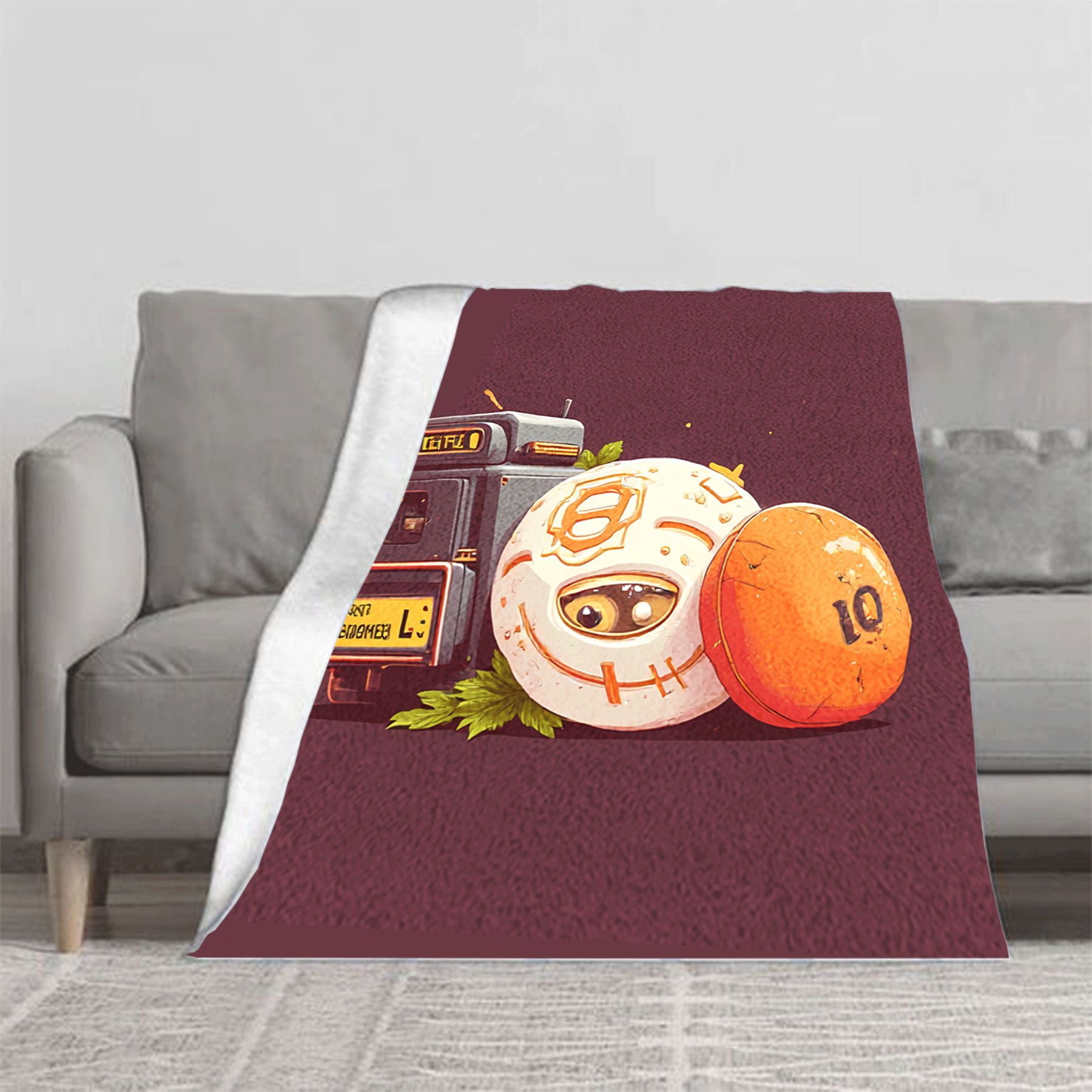 Cozy Flannel Blanket with Whimsical Camera & Orange Design - Soft ...