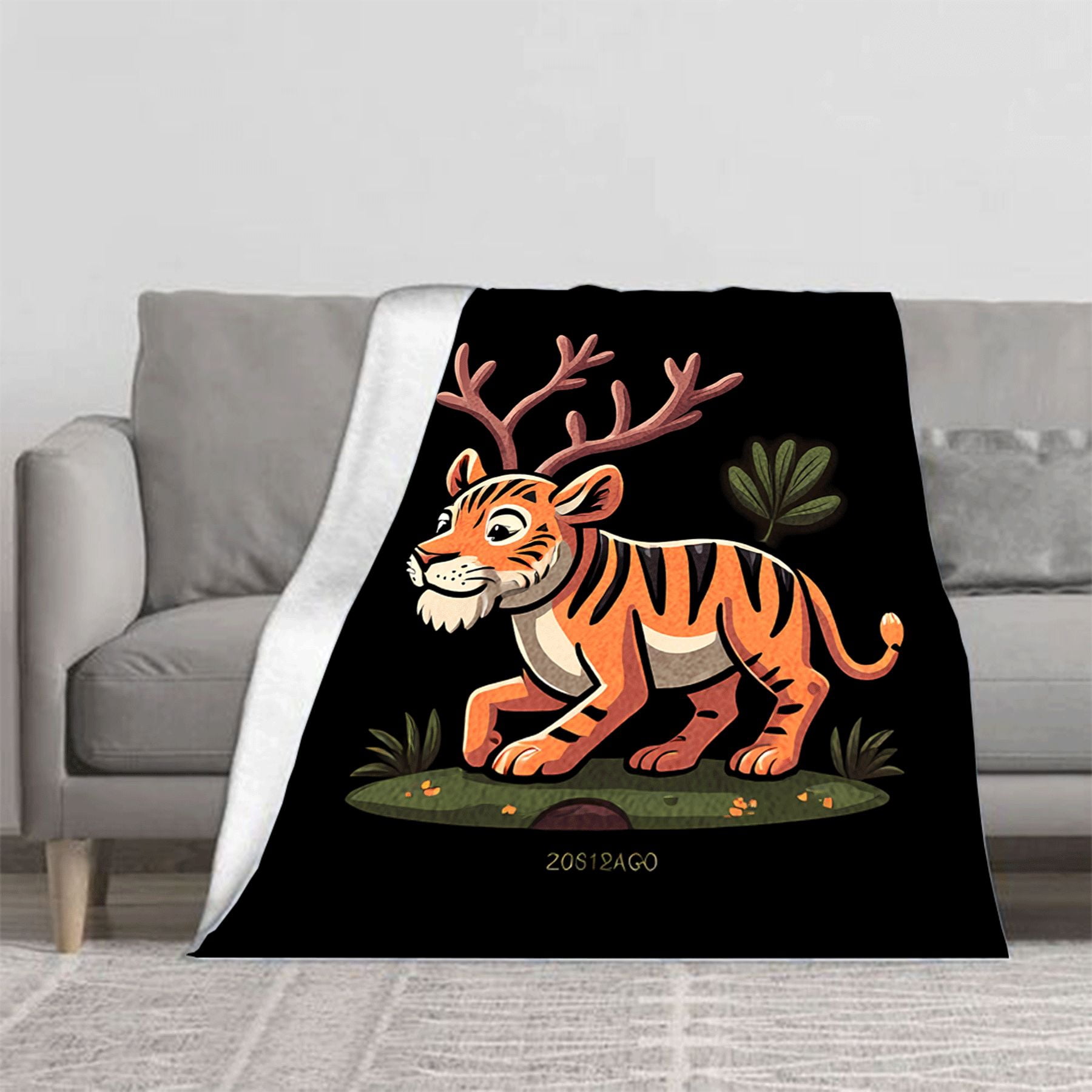 Cozy Flannel Blanket with Whimsical Cartoon Tiger Design Perfect for ...