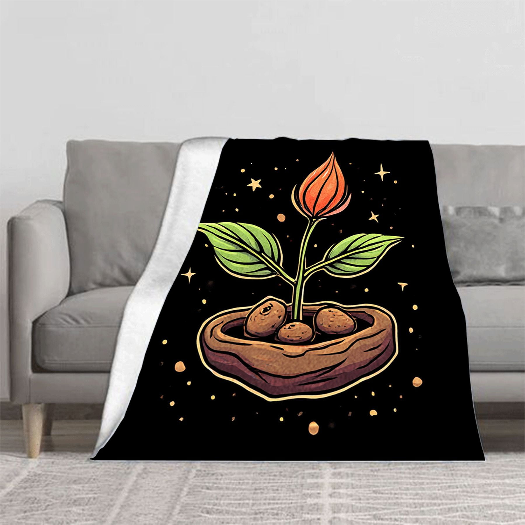 Cozy Flannel Blanket with Whimsical Celestial Design - Soft Warm ...