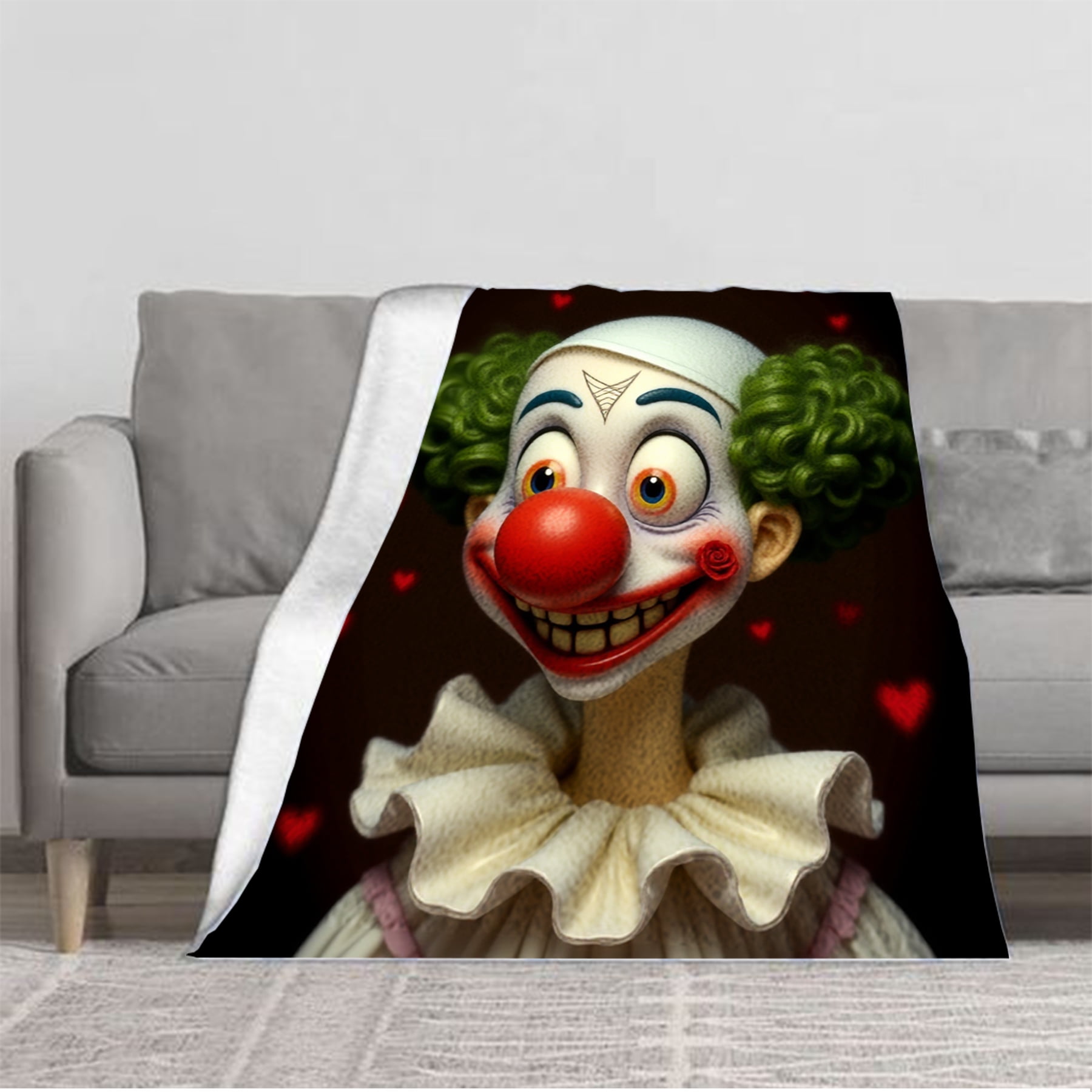 Cozy Flannel Blanket with Whimsical Clown Design - Soft Warm Perfect ...