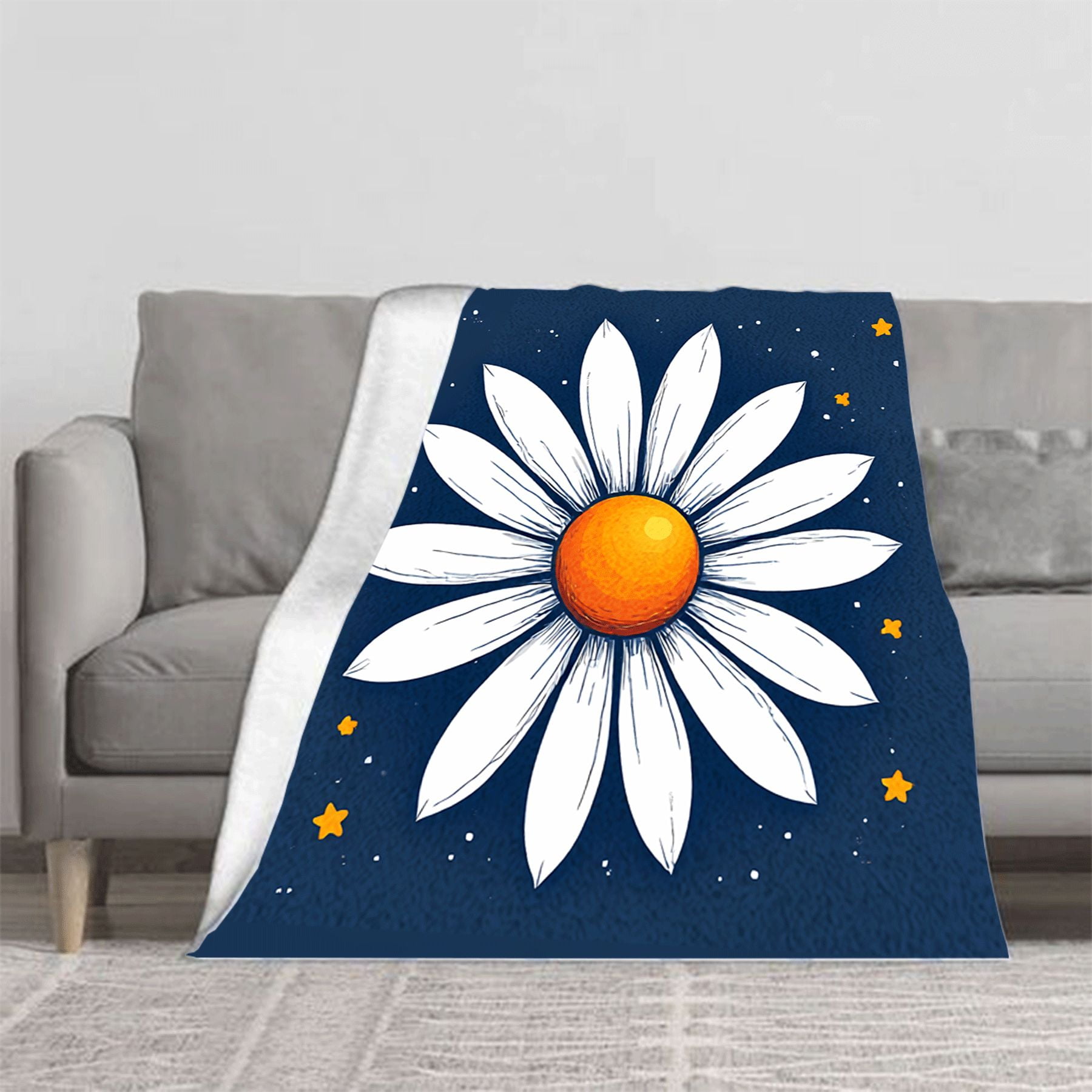 Cozy Flannel Blanket with Whimsical Daisy Design - Soft Warm Durable ...