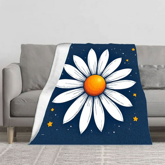 Cozy Flannel Blanket with Whimsical Daisy Design - Soft Warm Durable ...