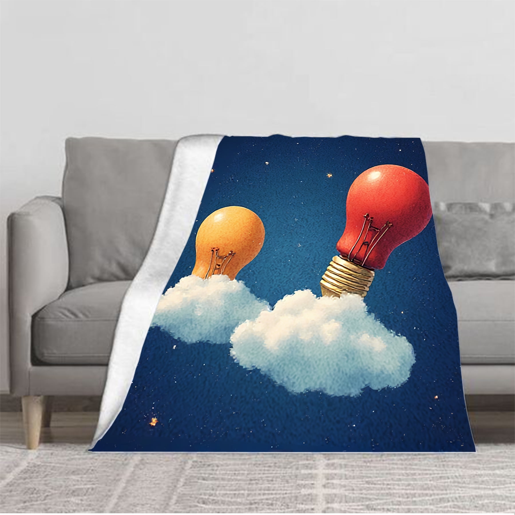 Cozy Flannel Blanket with Whimsical Light Bulb Design - Soft Warm and ...