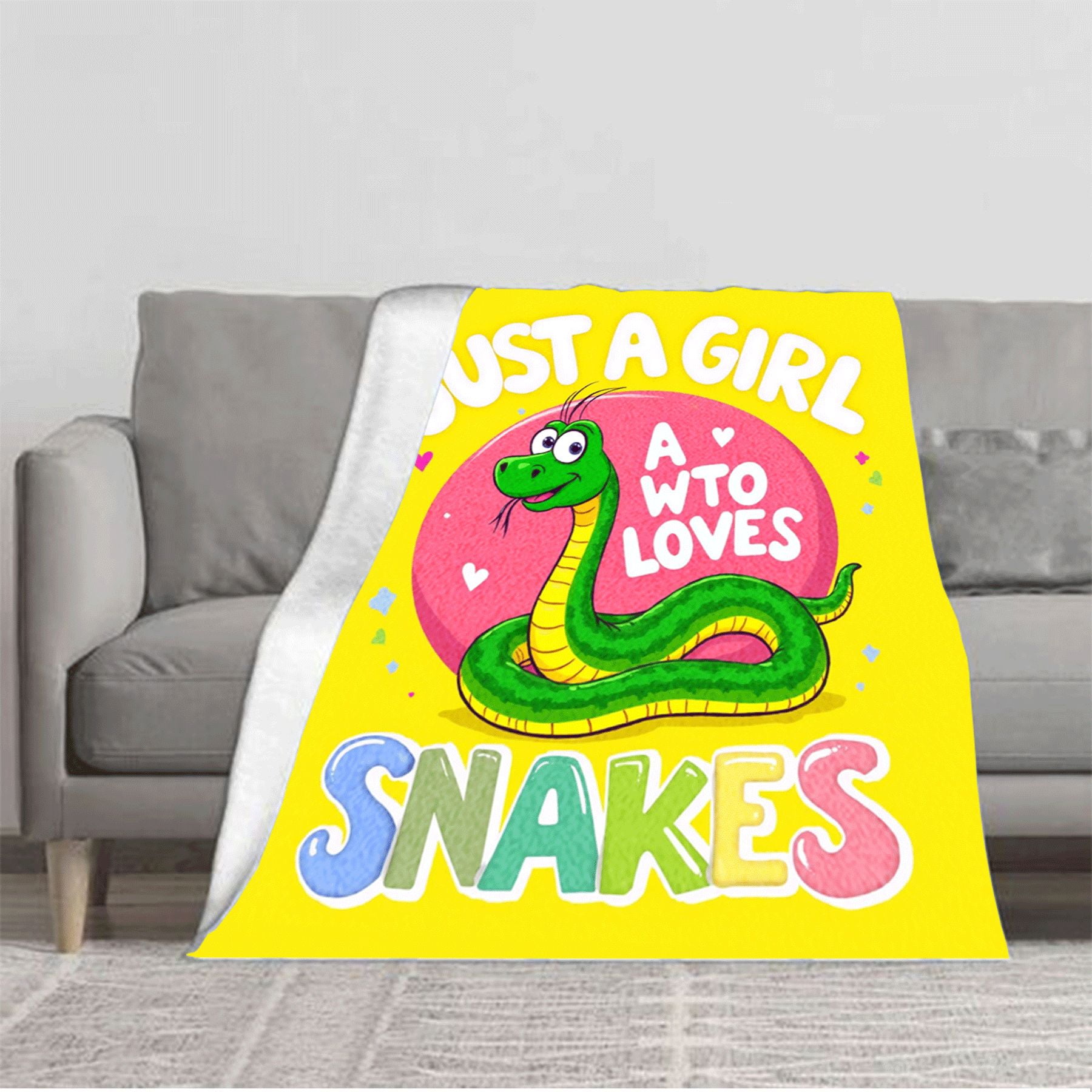 Cozy Flannel Blanket with Whimsical Snake Design - Soft Warm Perfect ...
