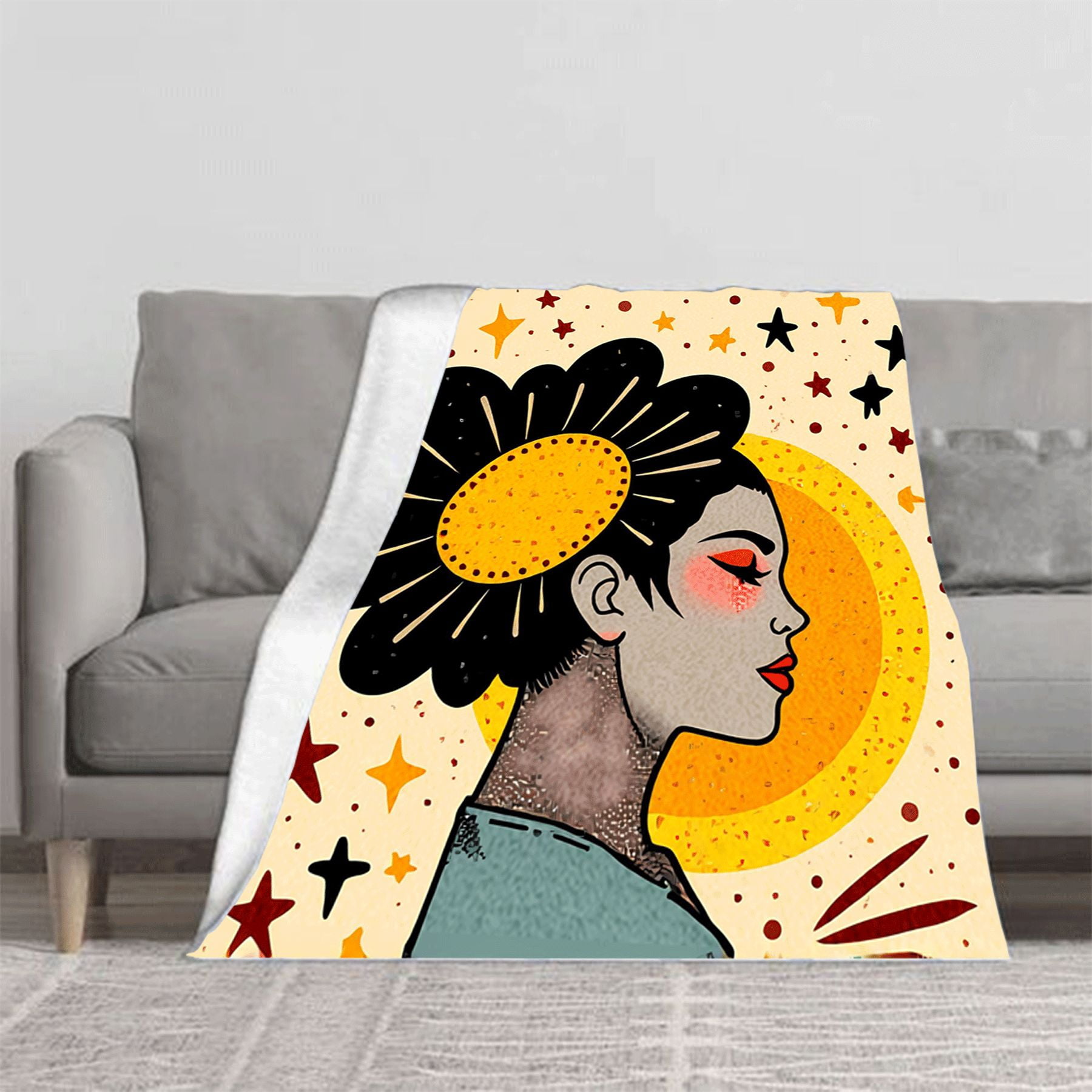 Cozy Flannel Blanket with Whimsical Star Pattern - Soft Warm Durable ...