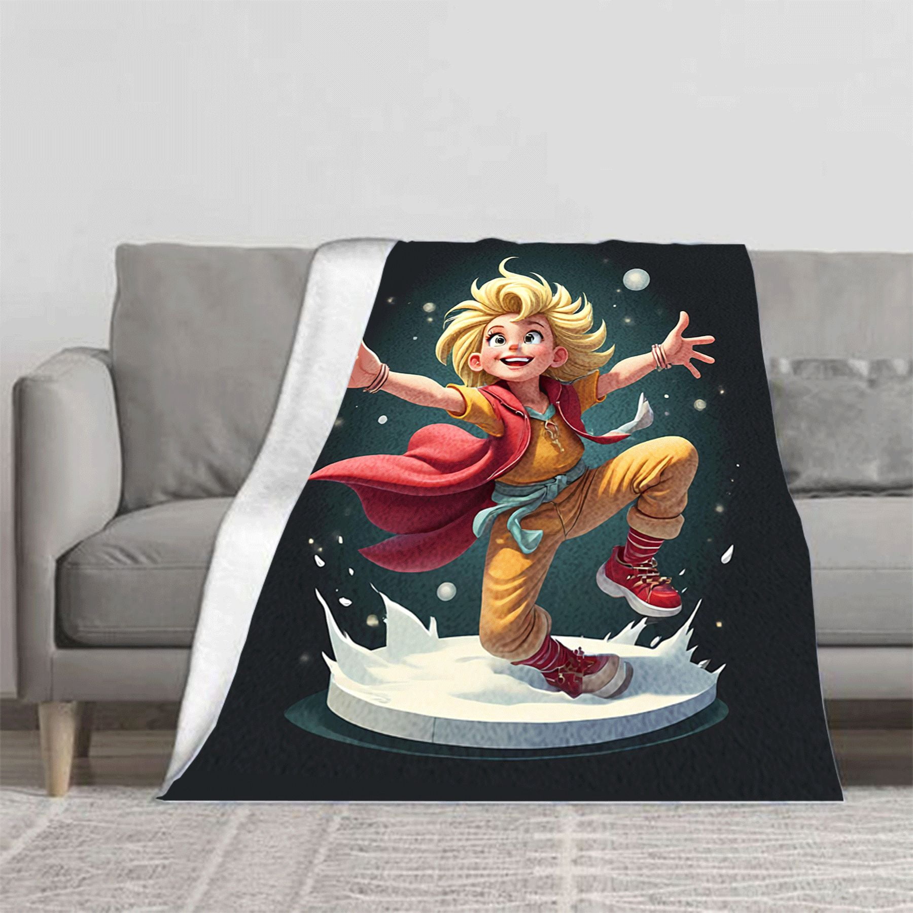 Cozy Flannel Blanket with Whimsical Star and Bubble Pattern - Soft Warm ...