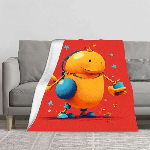 Cozy Flannel Blanket with Whimsical Star and Dot Pattern - Soft Durable ...