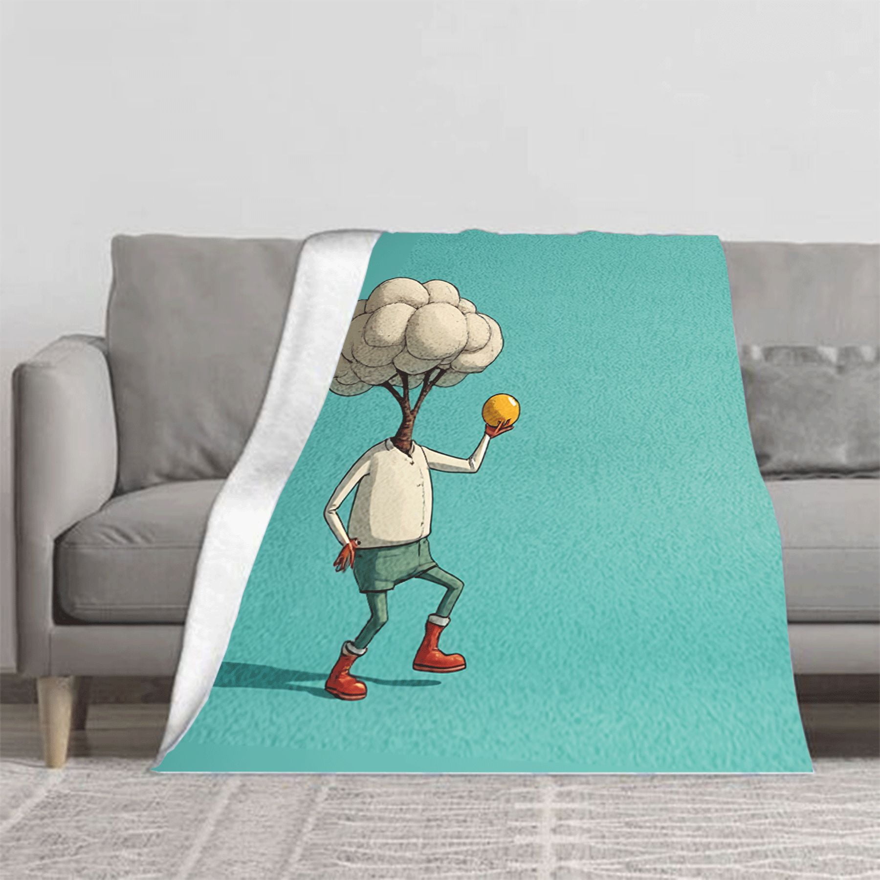 Cozy Flannel Blanket with Whimsical Tree Design - Soft Warm Perfect for ...