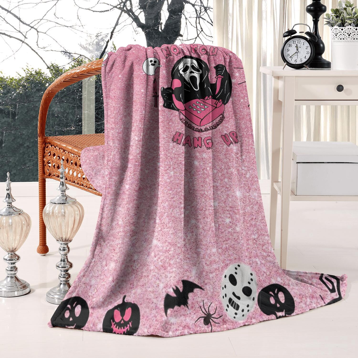 Cozy Flannel Horror Spooky Throw Blanket-40”x50”,Halloween Ghostface ...