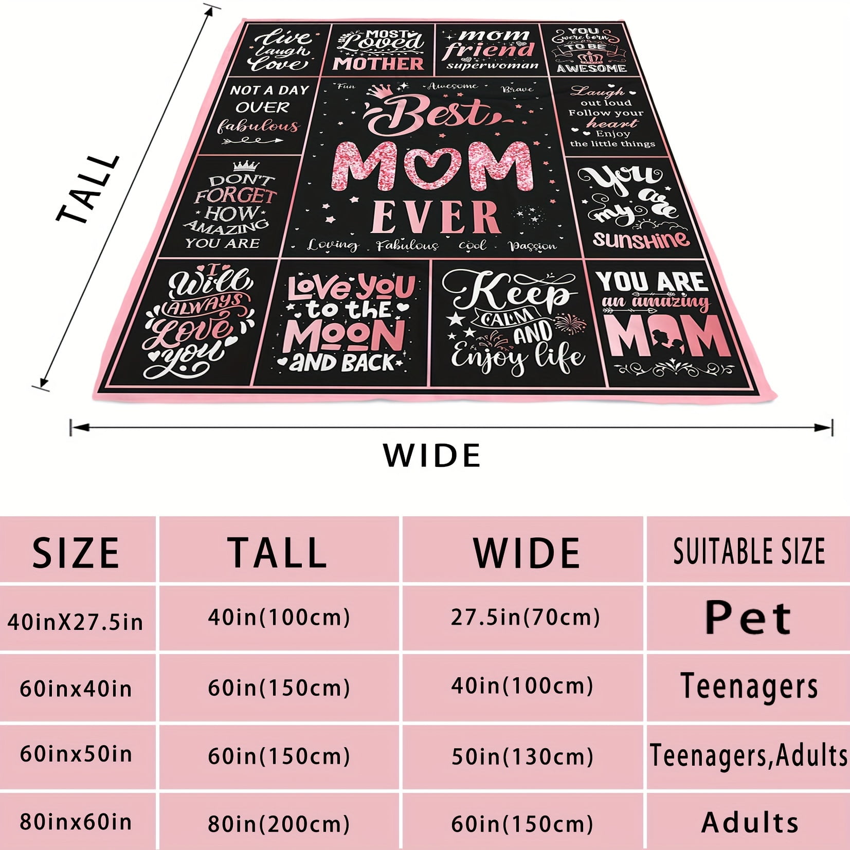 Cozy Flannel Knit Throw Blanket for Mom, Machine Washable, Digital ...