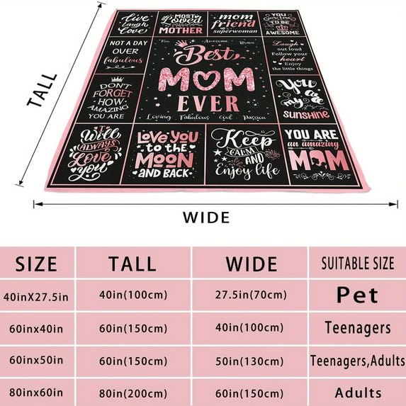 Cozy Flannel Knit Throw Blanket for Mom, Machine Washable, Digital ...