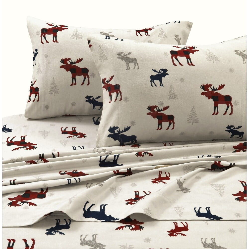 Cozy Flannel Novelty and Holiday Printed Extra Deep Pocket Sheet Set ...