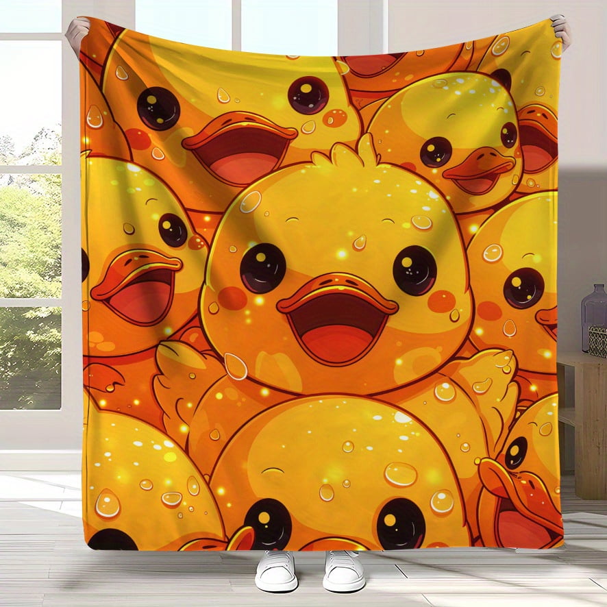 Cozy Flannel Shawl Blanket with Adorable Yellow Duckling Pattern - Soft ...