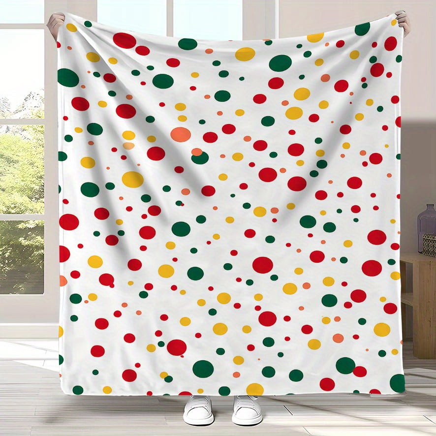 Cozy Flannel Shawl Blanket with Colorful Dot Pattern - Soft, Warm ...