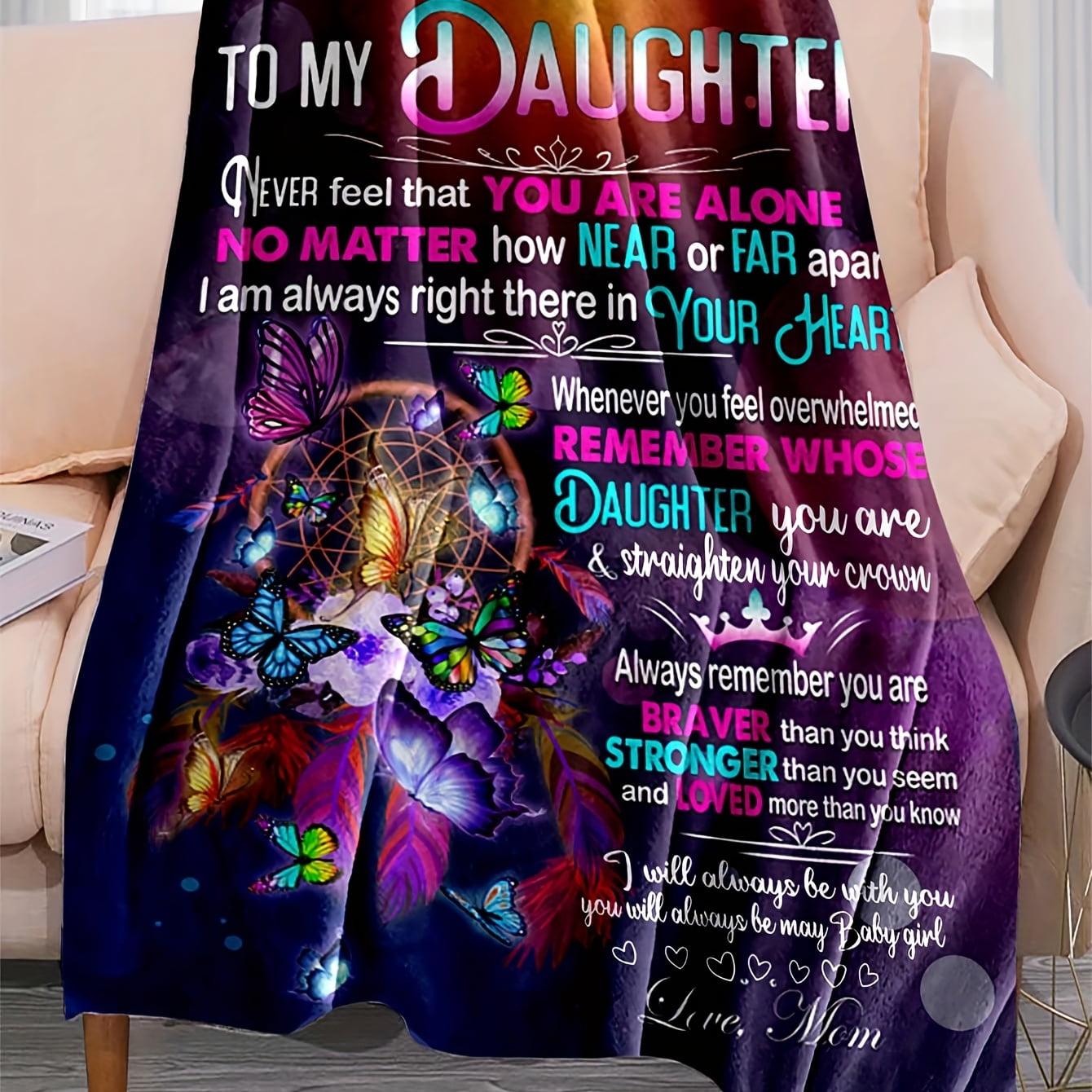 Cozy Flannel Throw Blanket with Geometric Butterfly Design - Soft, Warm ...