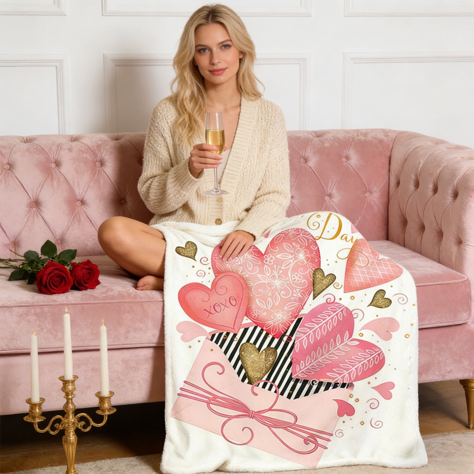 Cozy Fleece Throw Blanket, Double Sided P Blanket, Warm Soft Nap ...