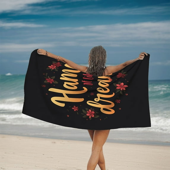 Cozy Floral Gradient Beach Towel - Warm Orange & Pink Dreamy Design ...