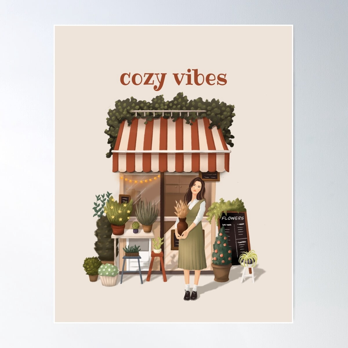 Cozy Flower Shop Poster Wall Art, Modern Wall Decor For Living Room ...