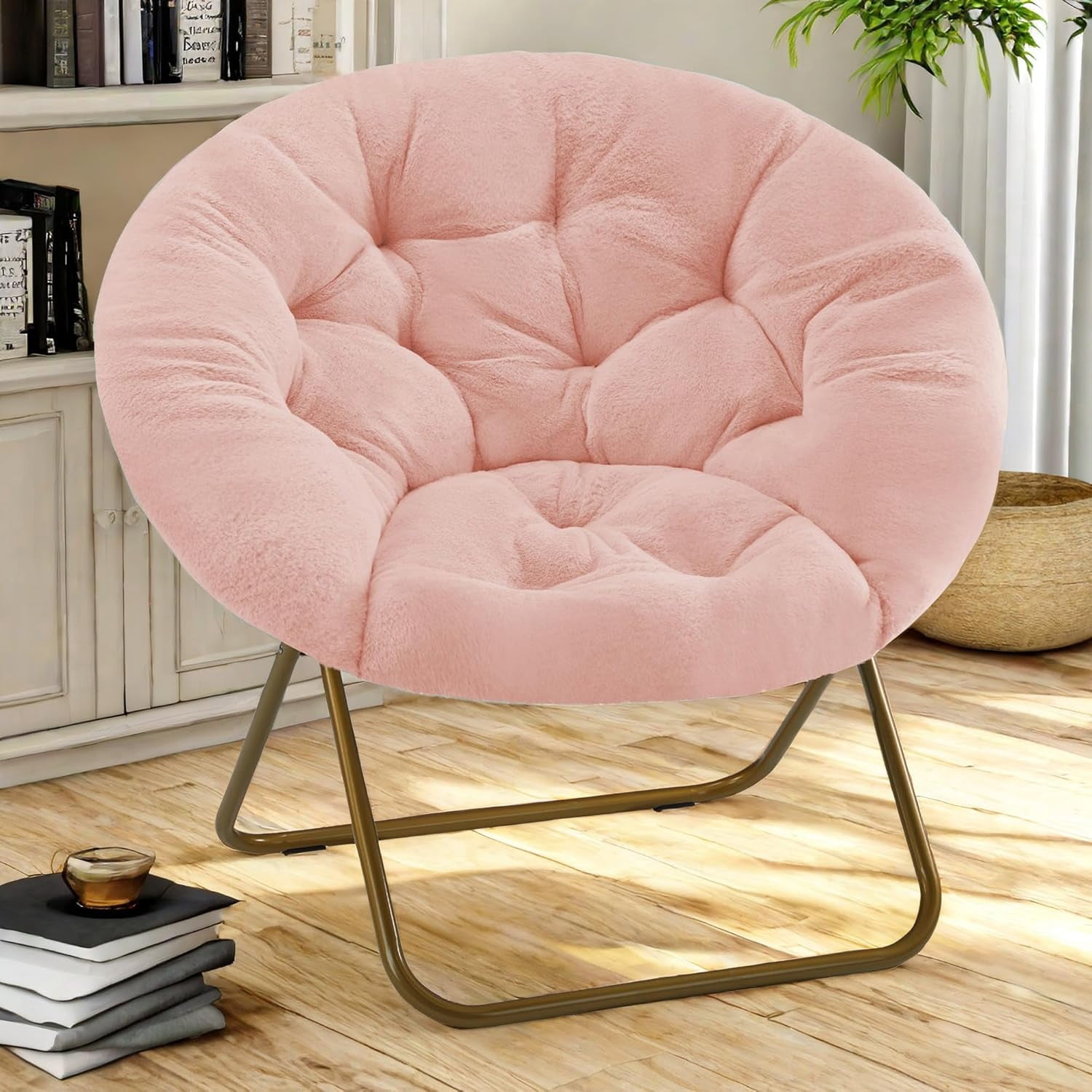 Cozy Folding Round Lounge Chair for Dorm Rooms Bedroom Living Room ...