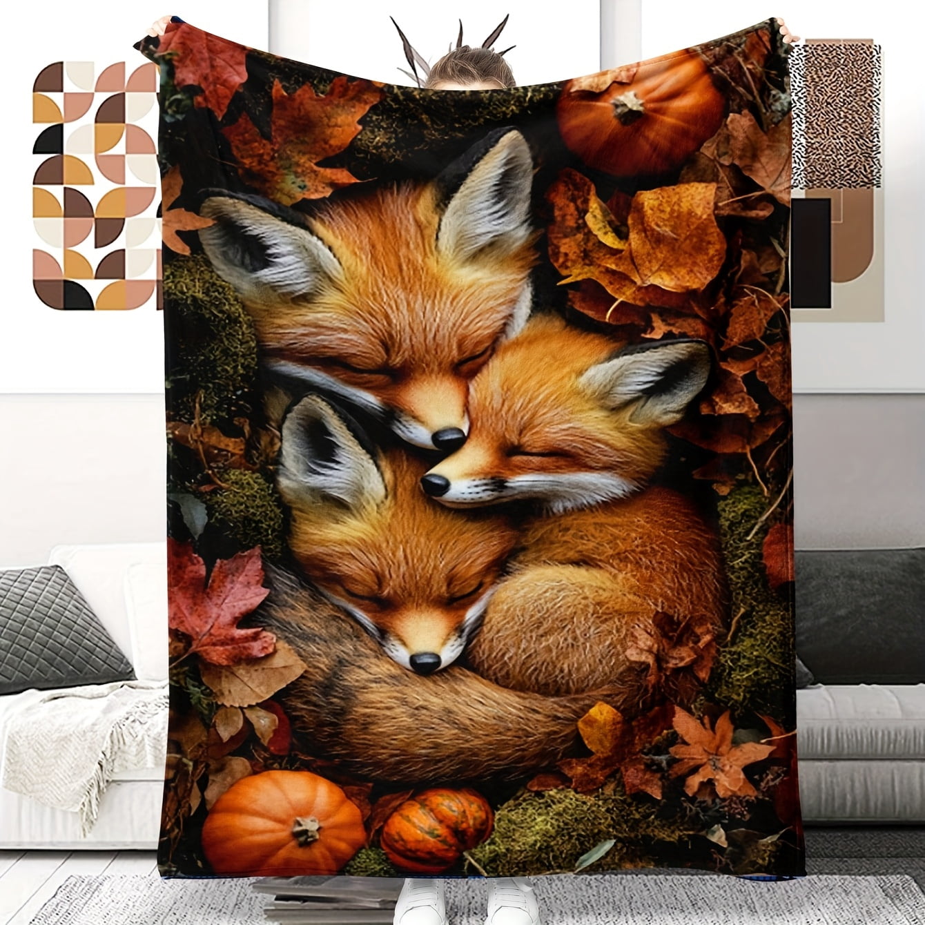 [Cozy Fox Blanket] Cozy Fox Cartoon Flannel Throw Blanket - Soft, Warm ...