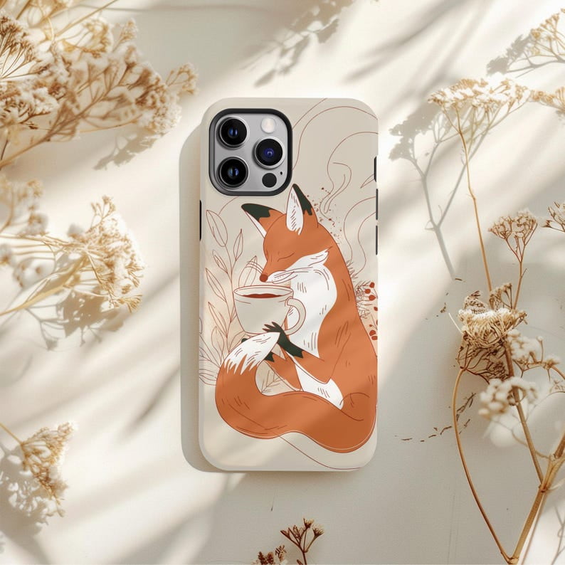Cozy Fox Cute Animal Fall Phone Case for iPhone 11 12 13 14 15 16 Pro ...