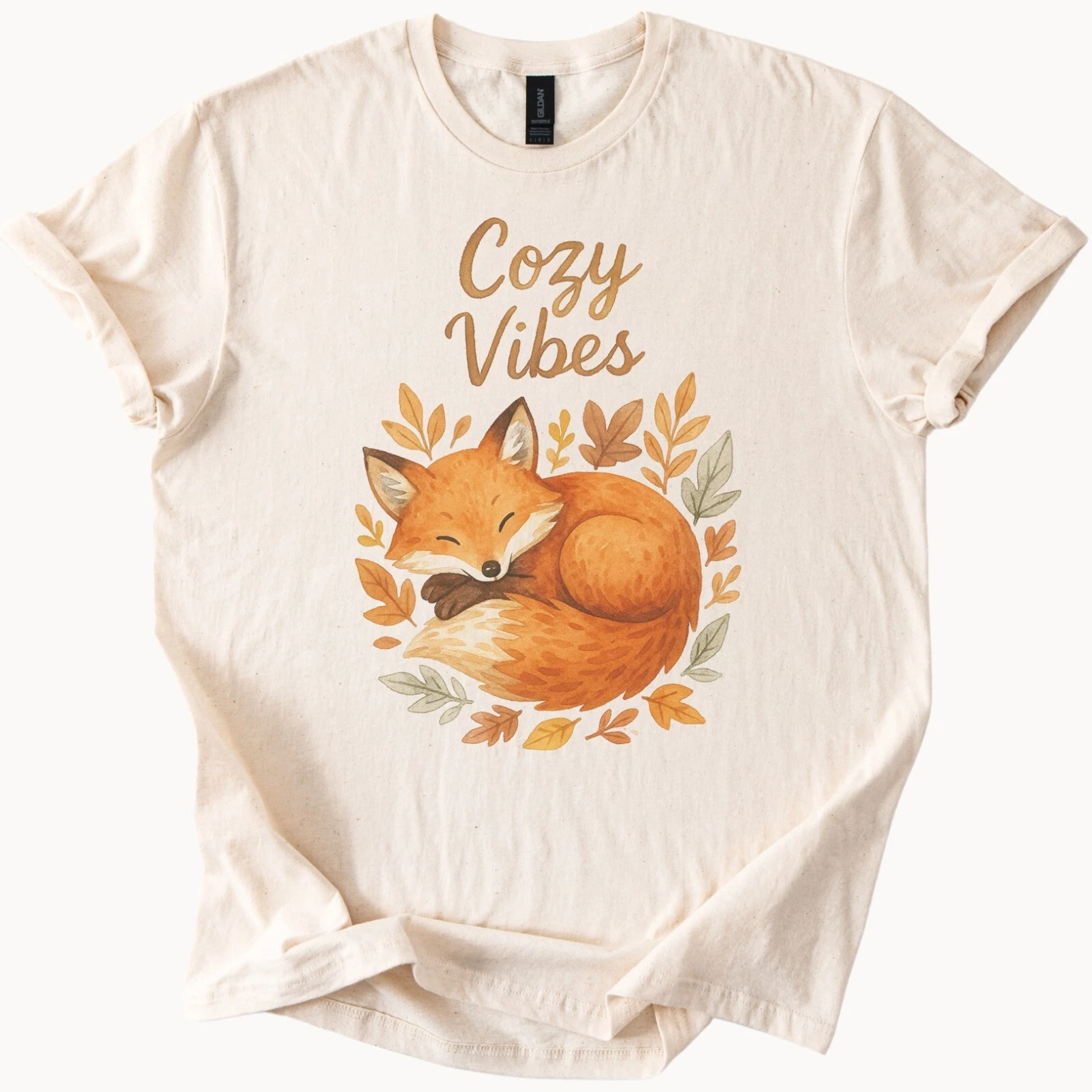 Cozy Fox Tee Autumn Vibes Shirt Cute Fall Graphic Top Vintage Tshirt ...