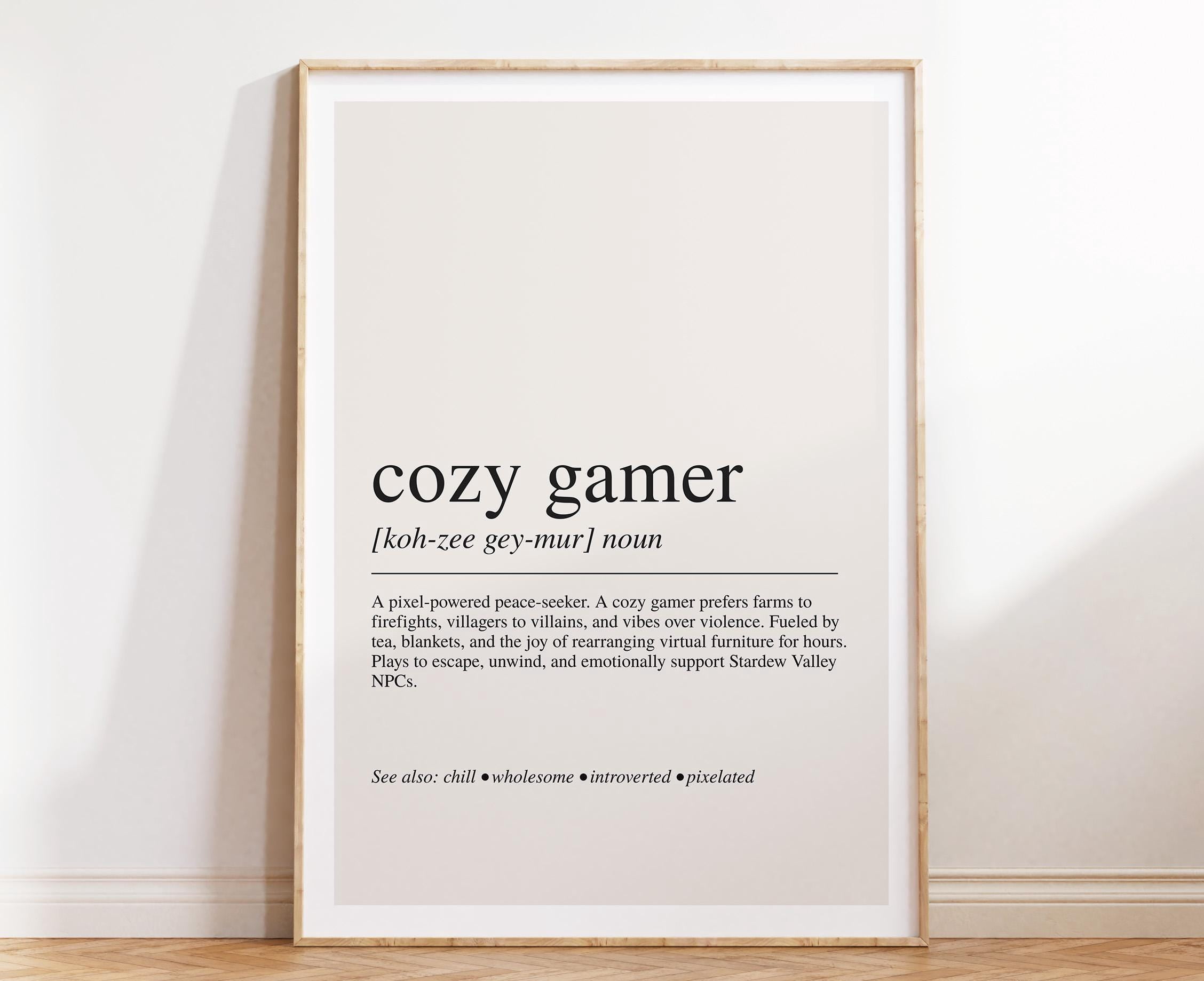 Cozy Gamer Definition Print: Gaming Wall Art Poster Vintage Style Wall ...
