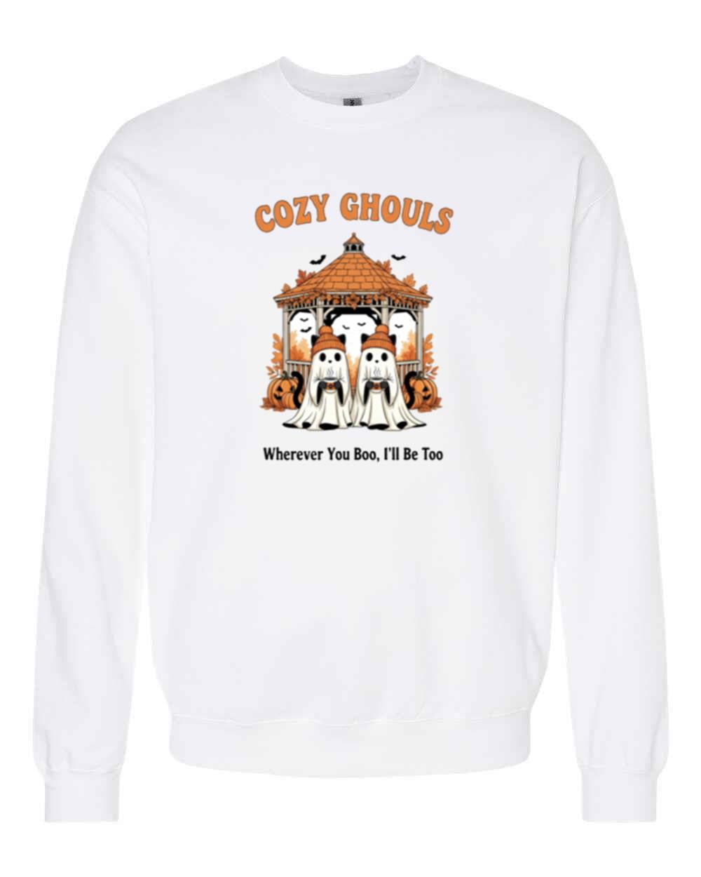 Cozy Ghouls Funny Autumn Ghost Cats Halloween Scene Unisex Sweatshirt ...