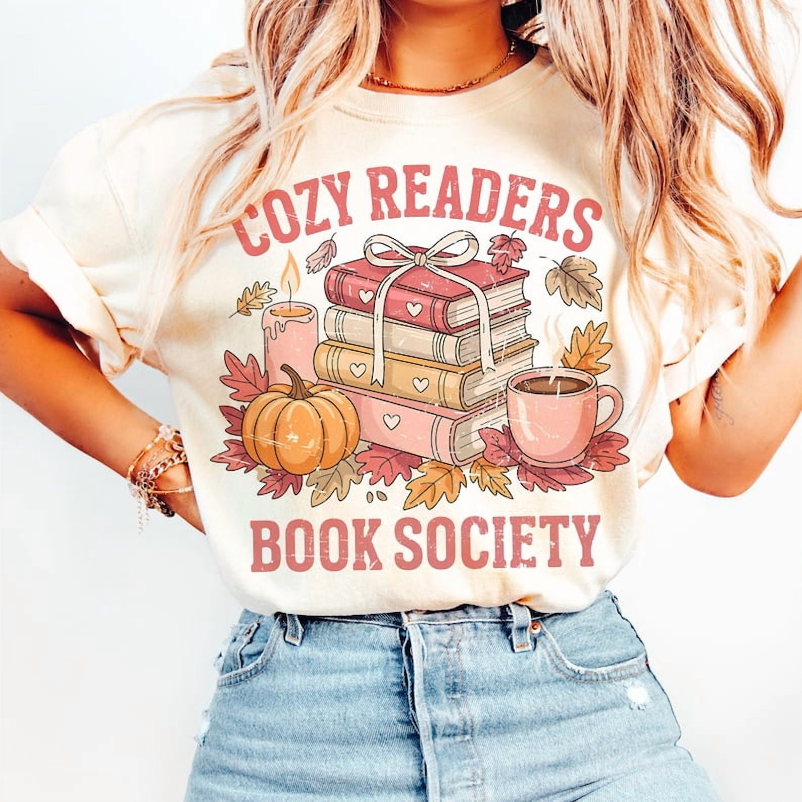 Cozy Girl Book Club Fall Shirt Trendy Shirt Stickers And More Cozy Readers Book Society Shirt ...