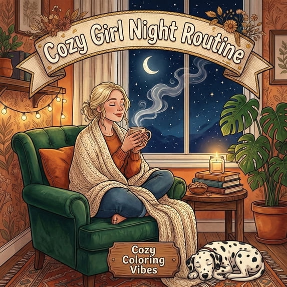 Cozy Girl Collection Cozy Girl Night Routine: Easy Bold Line Art ...