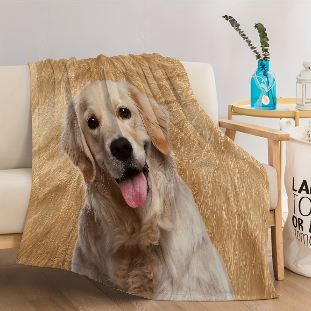 Cozy Golden Retriever Flannel Throw Blanket - Warm, Lightweight for ...