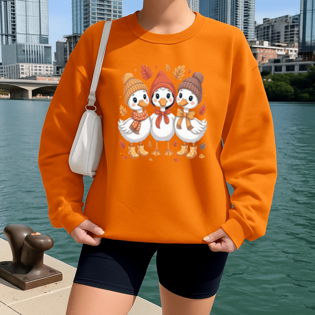 Cozy Goose with Autumn Fall Vibes and Falling Leaves Sweatshirt, up to Size 5XL - Walmart.com