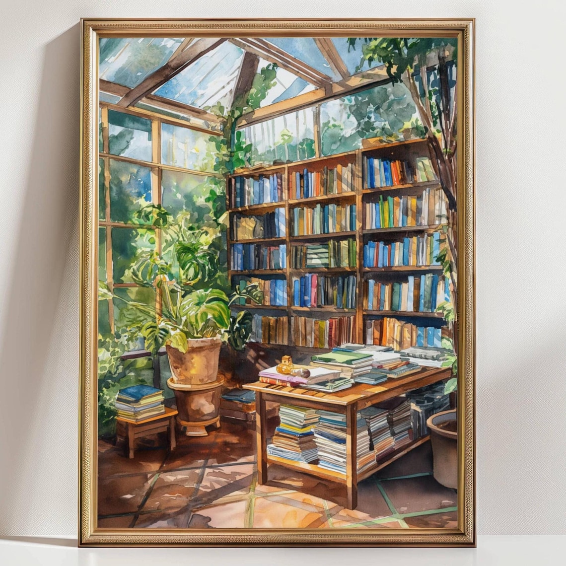 Cozy Greenhouse Library Wall Art – Bookish Botanical Print For Readers ...