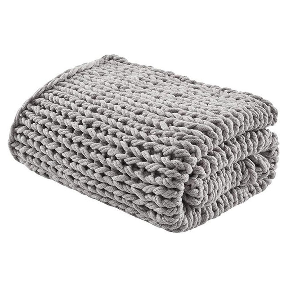 Cozy Grey Chunky Knit Throw, Belen Kox - Walmart.com