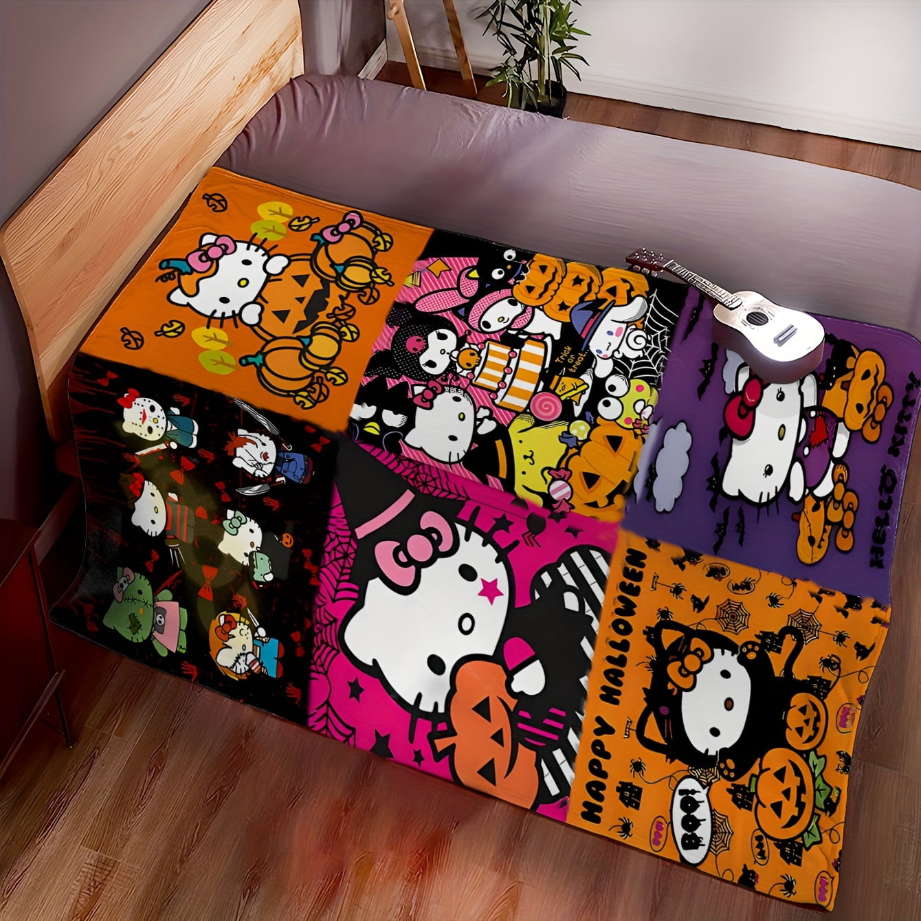Cozy Halloween Cartoon Print Flannel Blanket - Soft, Skin-Friendly ...