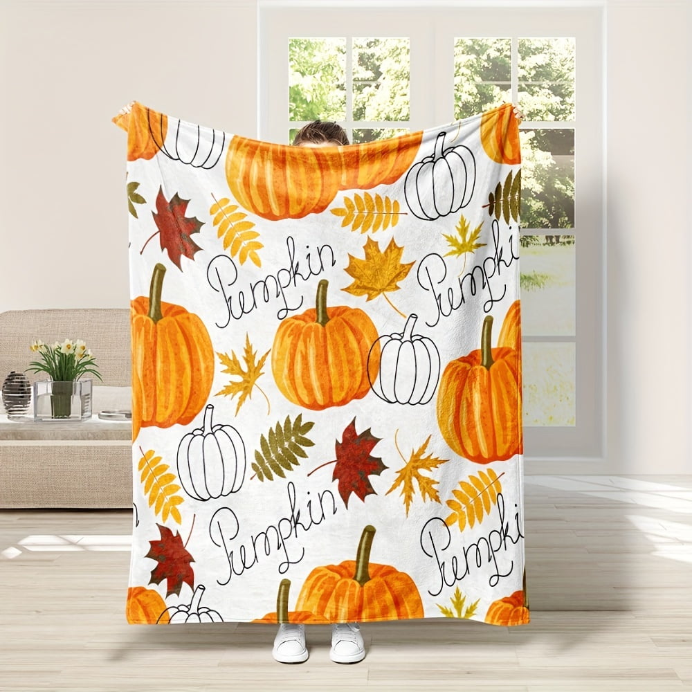 Cozy Halloween Pumpkin Pattern Flannel Throw Blanket - Soft ...