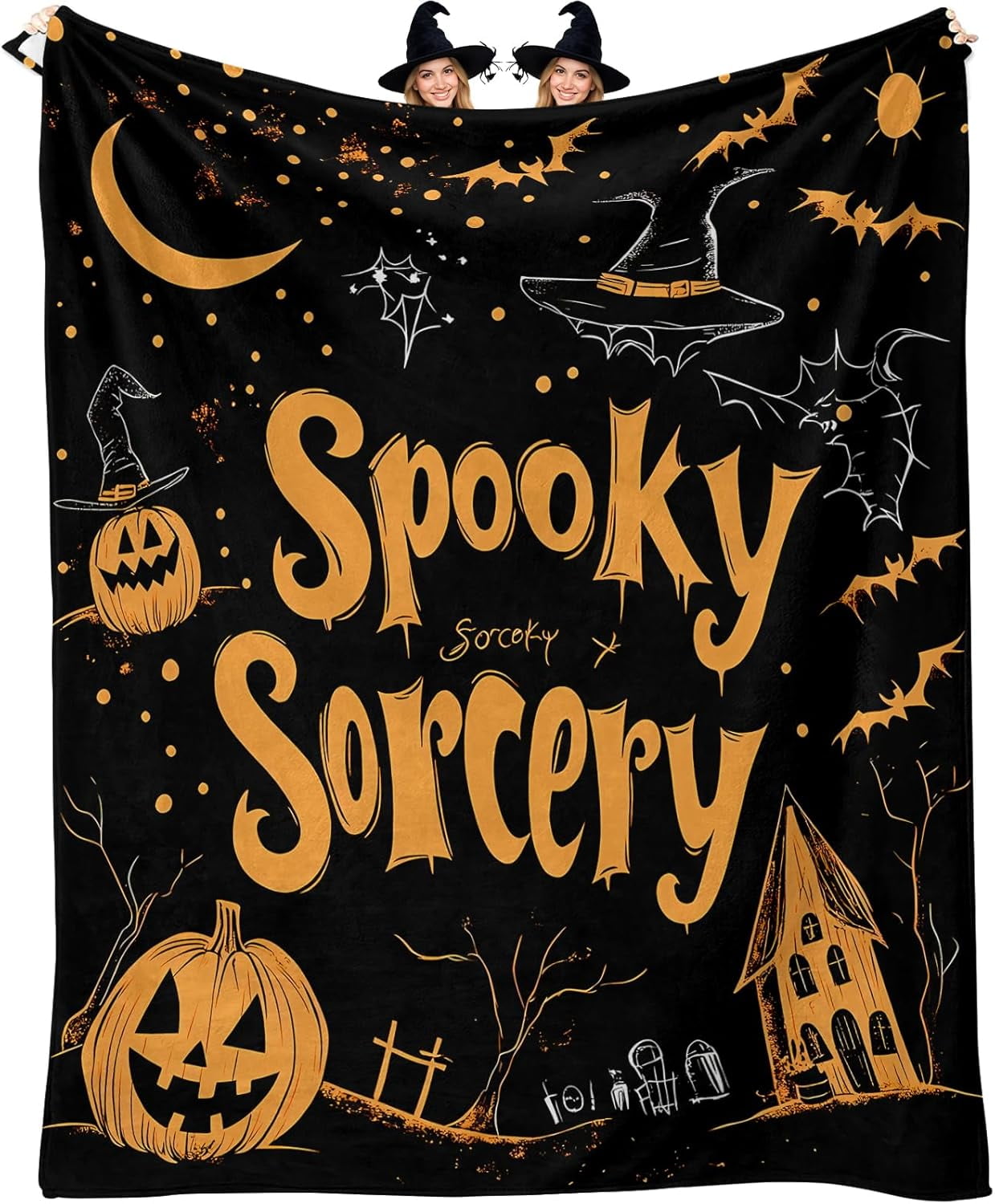 Cozy Halloween Throw Blanket - Soft Flannel Oversized Horror Themed ...