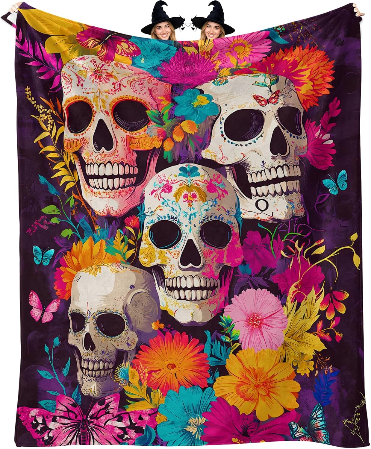 Cozy Halloween Throw Blanket - Soft Flannel Oversized Horror Themed ...