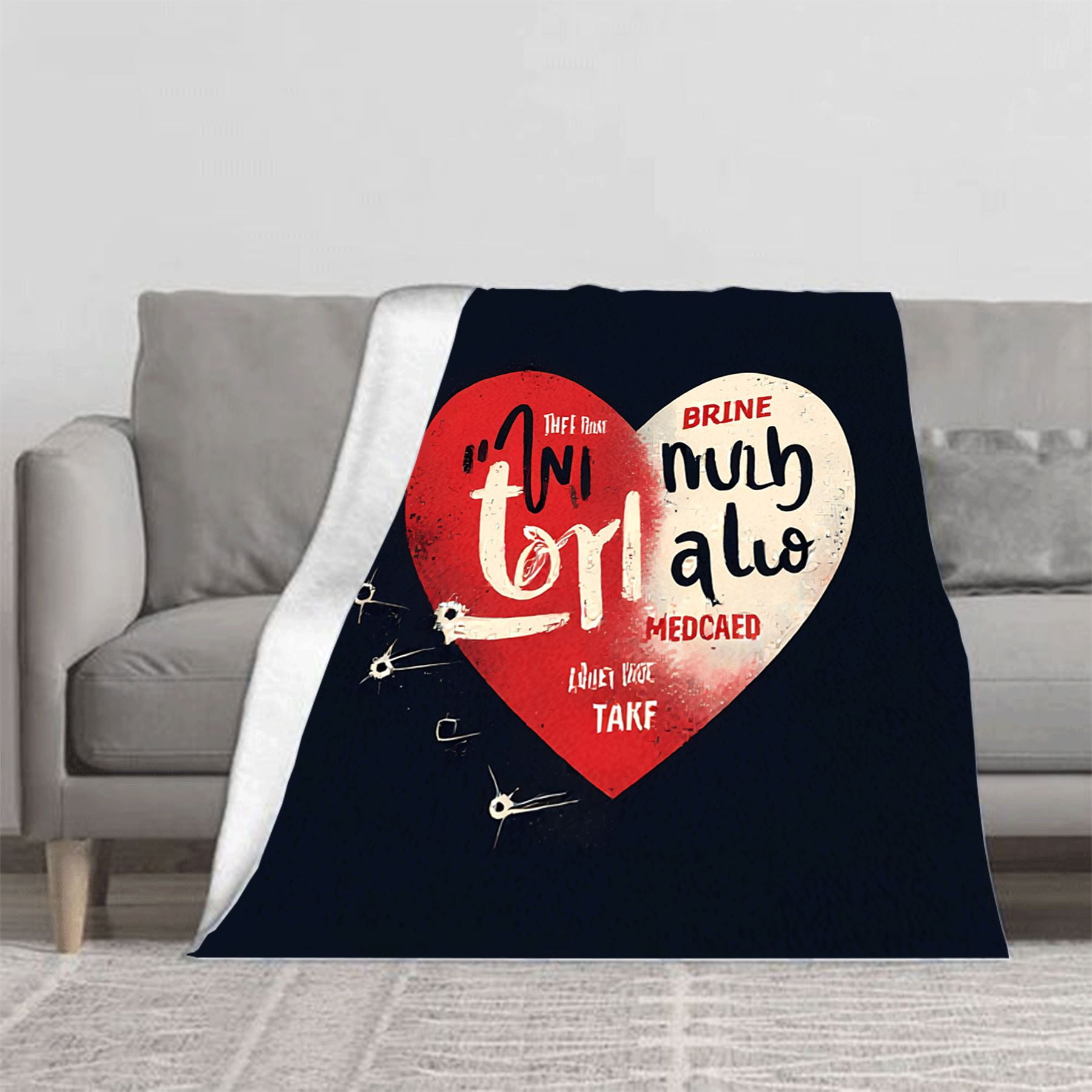 Cozy Heart-Shaped Flannel Blanket - Soft Red & White Design with Stars ...