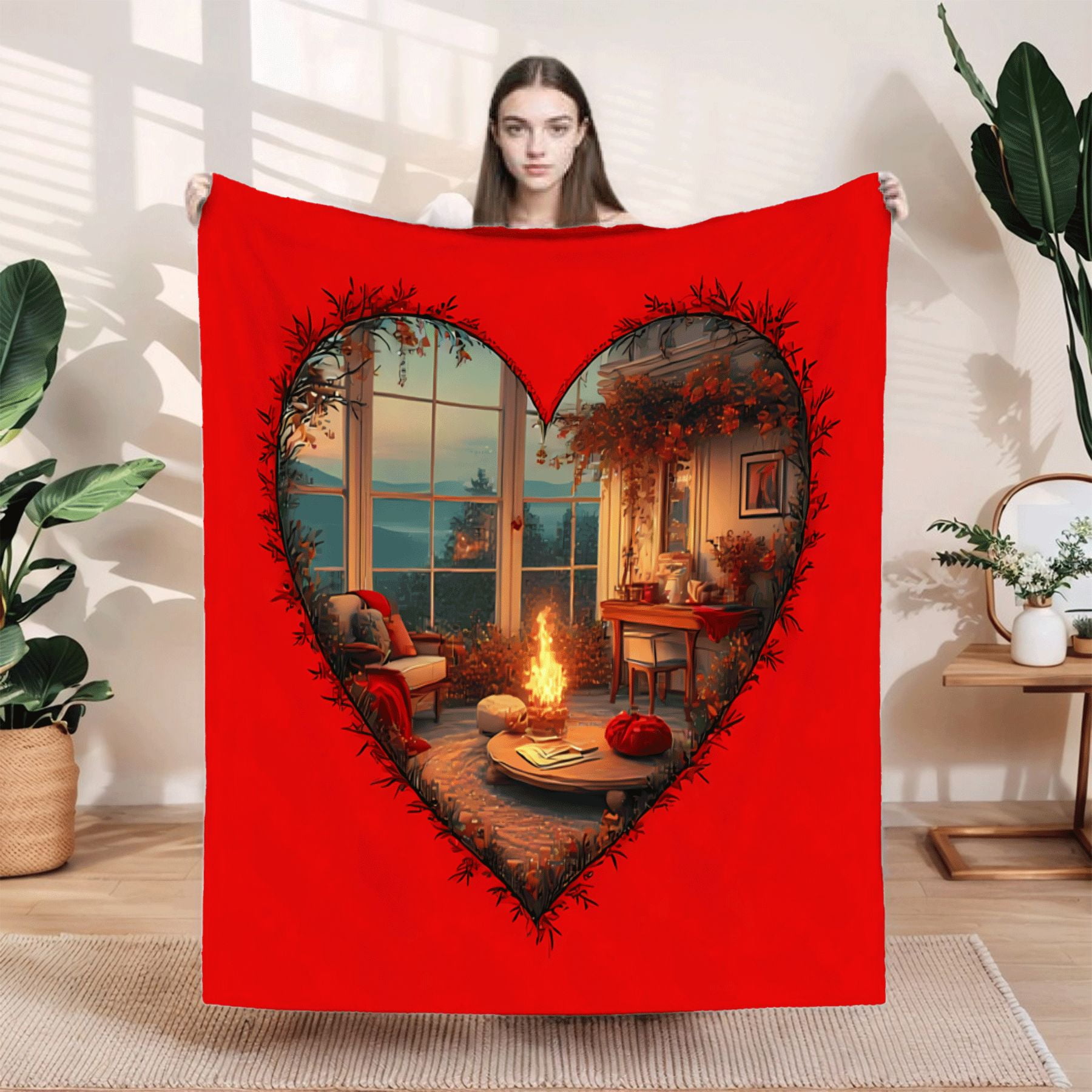 Cozy Heart - Shaped Flannel Blanket - Soft Warm and Durable for Sofa ...