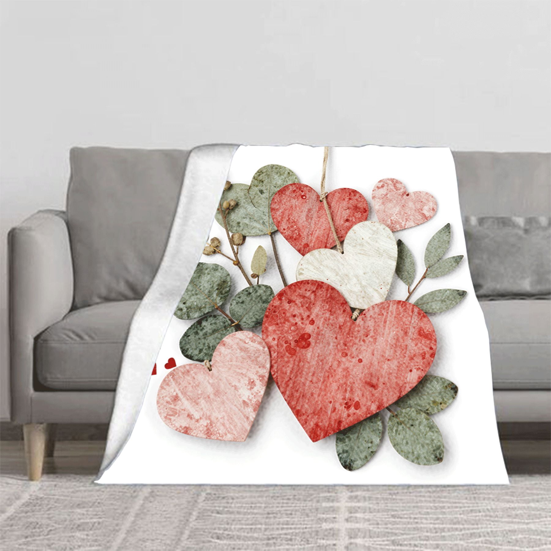 Cozy Heart-Shaped Flannel Blanket - Soft Warm and Inviting Design for ...