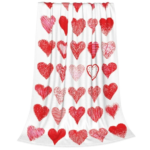 Cozy Hearts Print Flannel Throw Blanket Soft Lightweight Blanket for ...