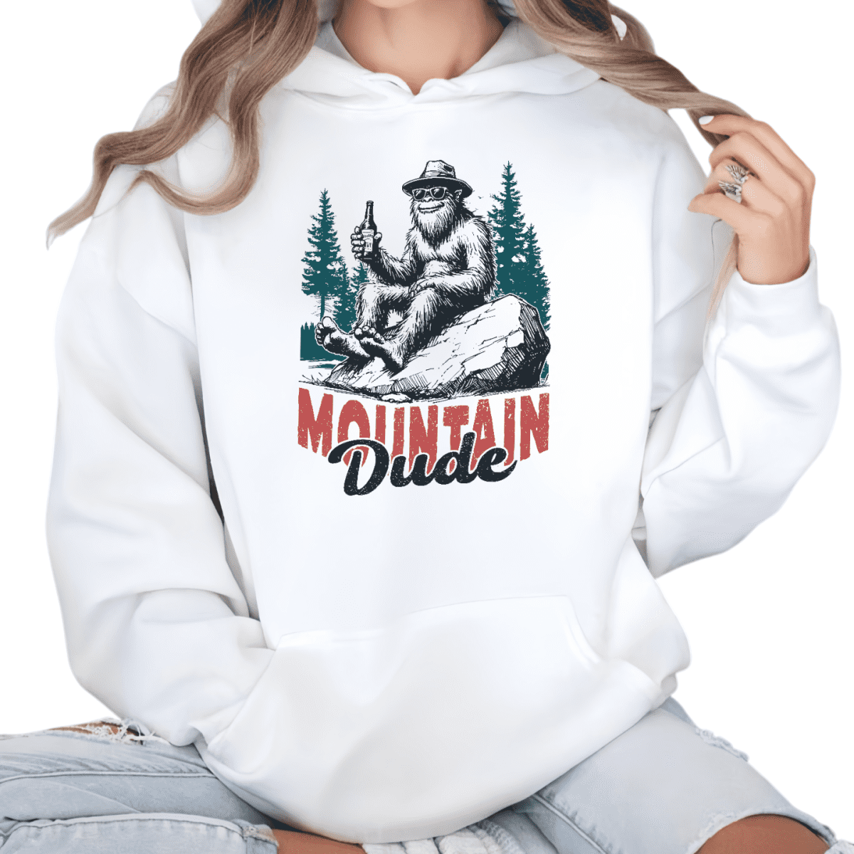 Cozy Hiking Themed Hoodie Outdoor Ready White S-2XL Mountain Dude ...