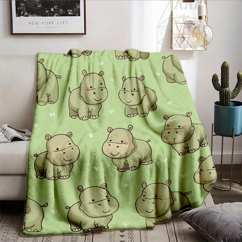 Cozy Hippo Fleece Blanket: Soft Plush Throw for Bed & Couch, Adorable ...