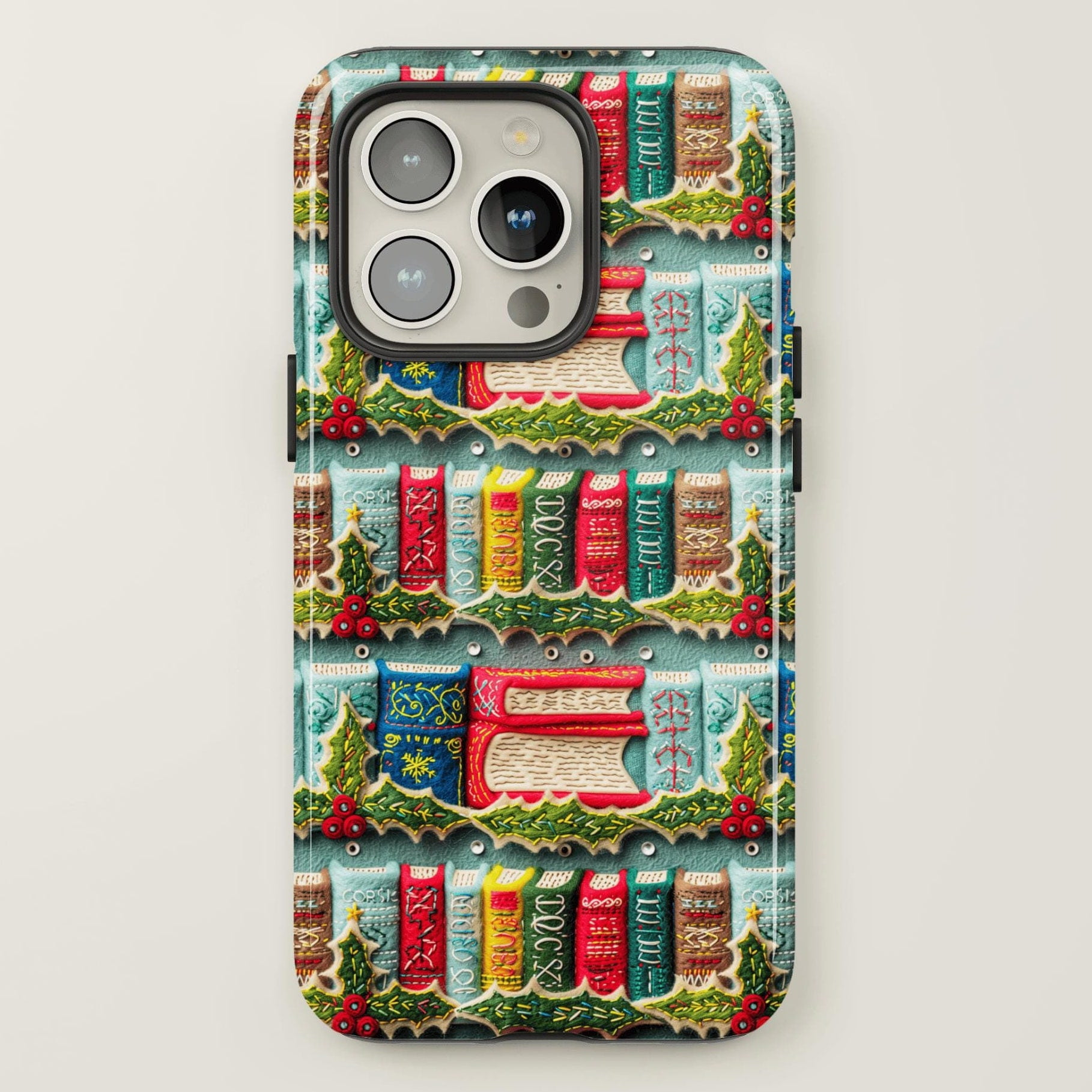 Cozy Holiday Bookish Faux Embroidery Cottagecore Phone Case for iPhone ...