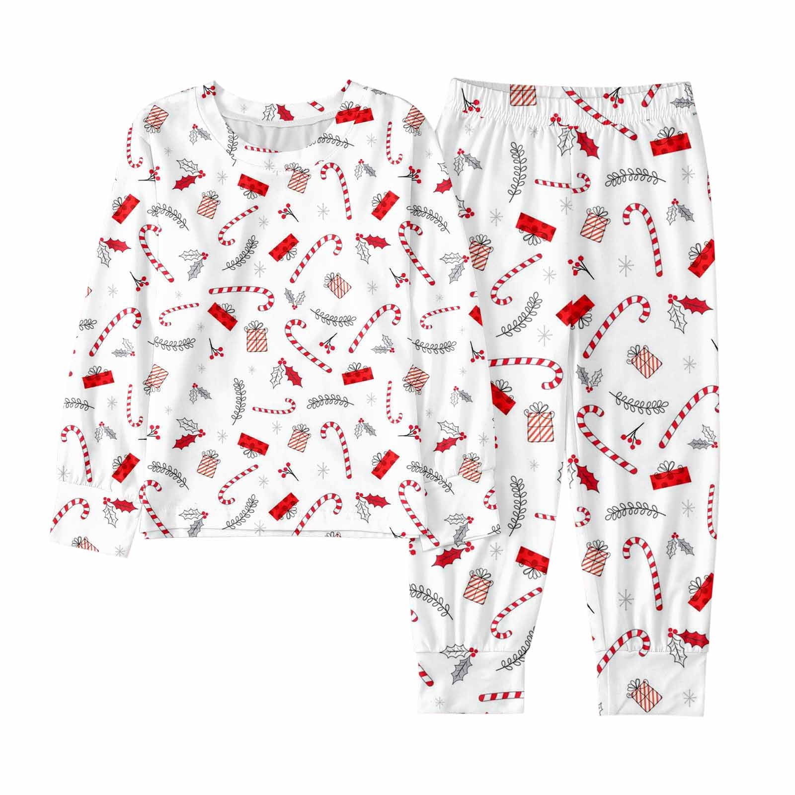 Cozy Holiday Print Pajama For Girls Festive Flannel Nightwear Two Piece ...