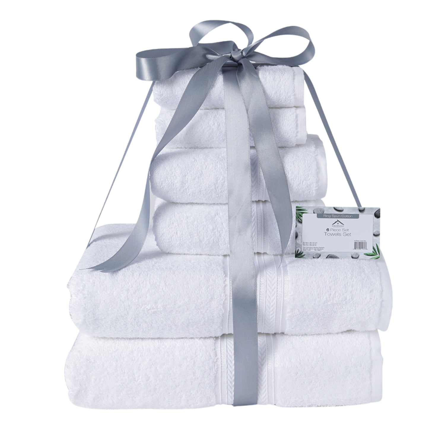 Cozy Home 100% Cotton 6 Piece Towel Set White - Walmart.com