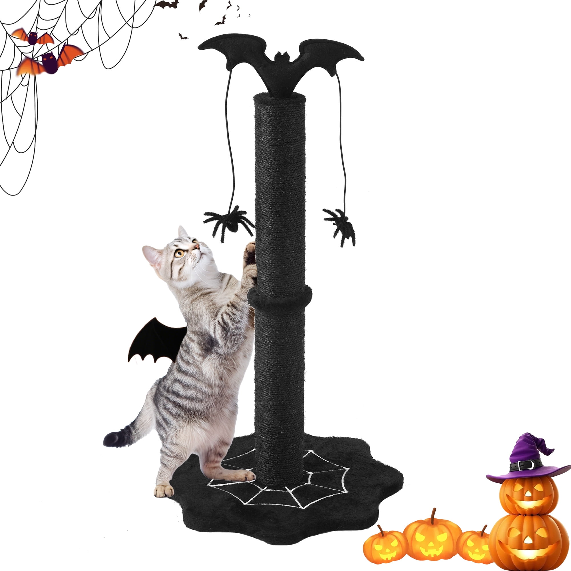Cozy Home 25'' Halloween-Themed Cat Scratching Post with Interactive ...