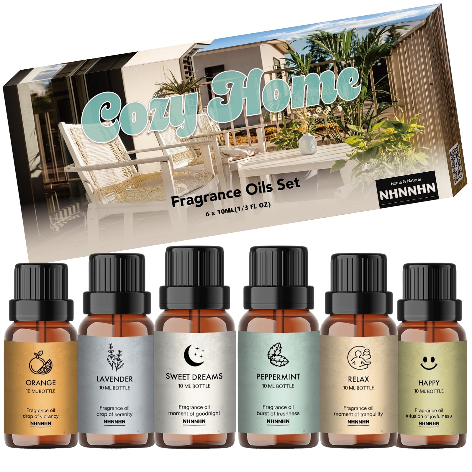 Cozy Home Essential Oils Set, 6x10ml Aromatherapy Oils Peppermint ...