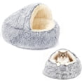 Cozy Hooded Pet Cave Bed - 20"x20" Washable Anti-Slip Nest for Small ...